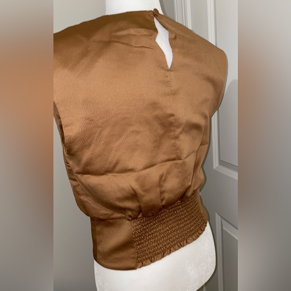 Express | Tops | Sleeveless Hammered Satin Look Copper Colored Blouse ...